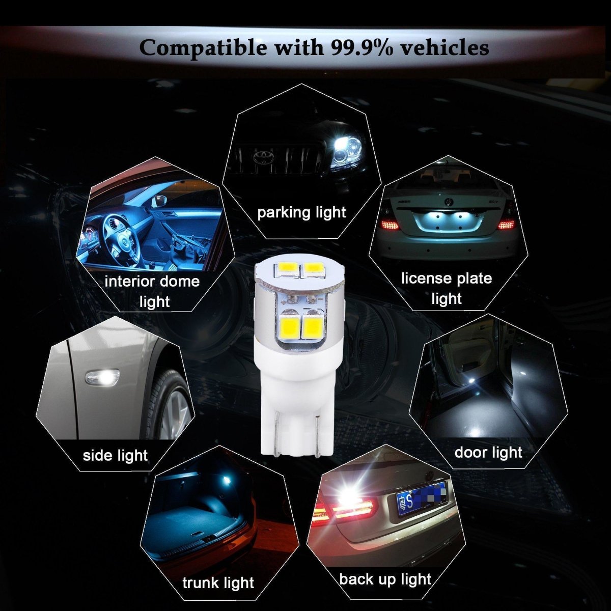 194 168 LED Bulbs | Map, Dome, Trunk, License Light W5W 2825