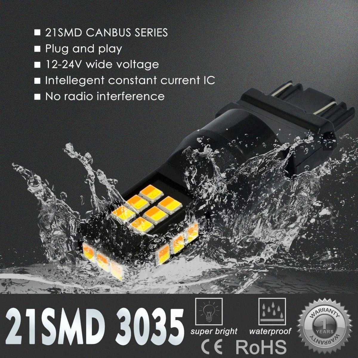 4157 3157 LED Switchback Turn Signal Lights Bulbs, 6000K White/Amber Y