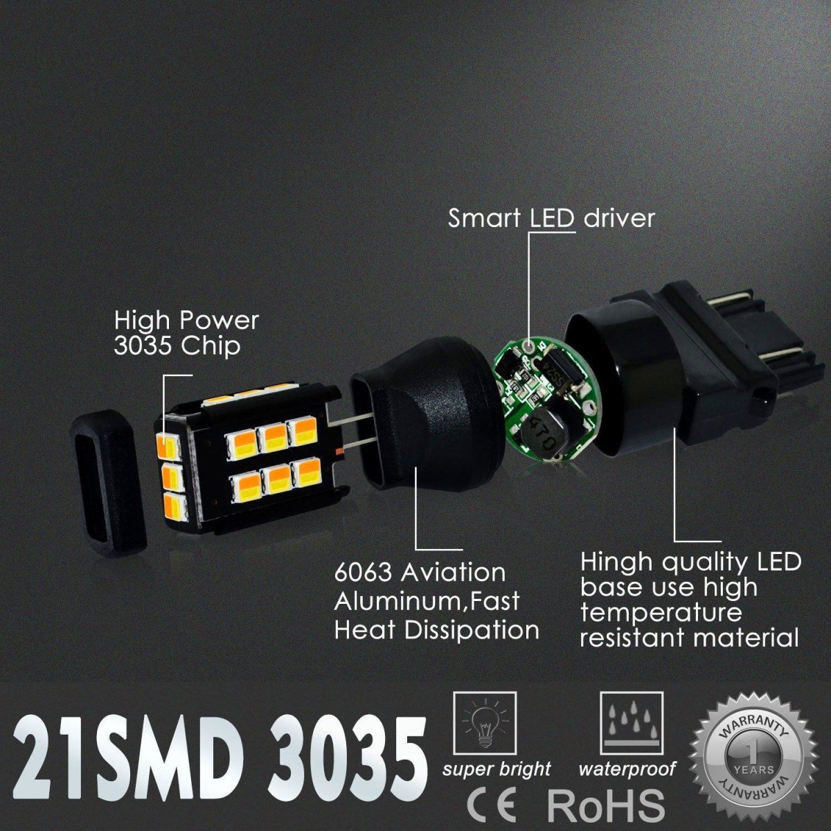 4157 3157 LED Switchback Turn Signal Lights Bulbs, 6000K White/Amber Y