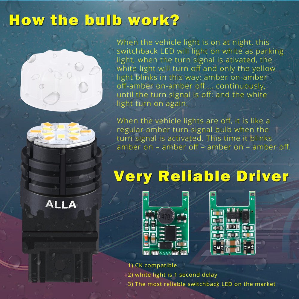 2-Color 4257NA 4257 Switchback LED Turn Signal Lights Bulbs