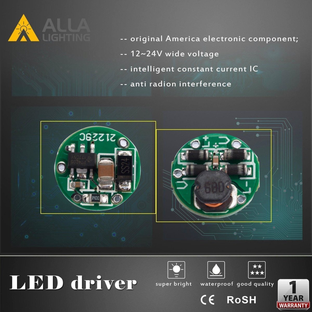 5201 DRL 5202 LED Fog Lights Bulbs PS19W 12085, 3000K Yellow