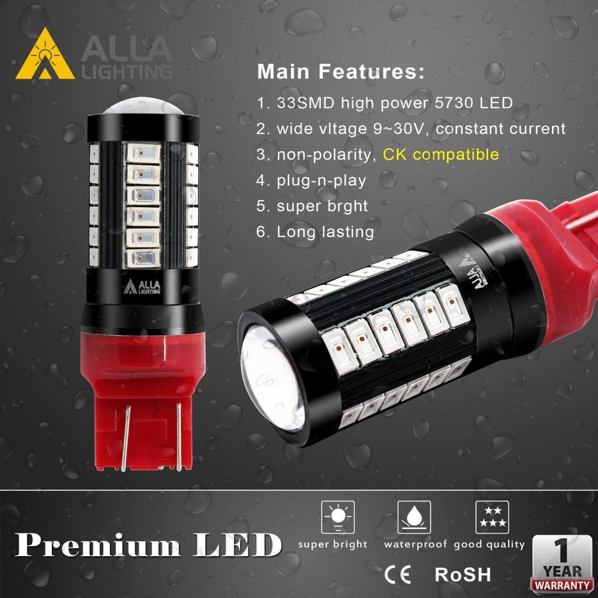 7440 7443 LED Strobe Brake Lights | Red Flashing Stop Lamps