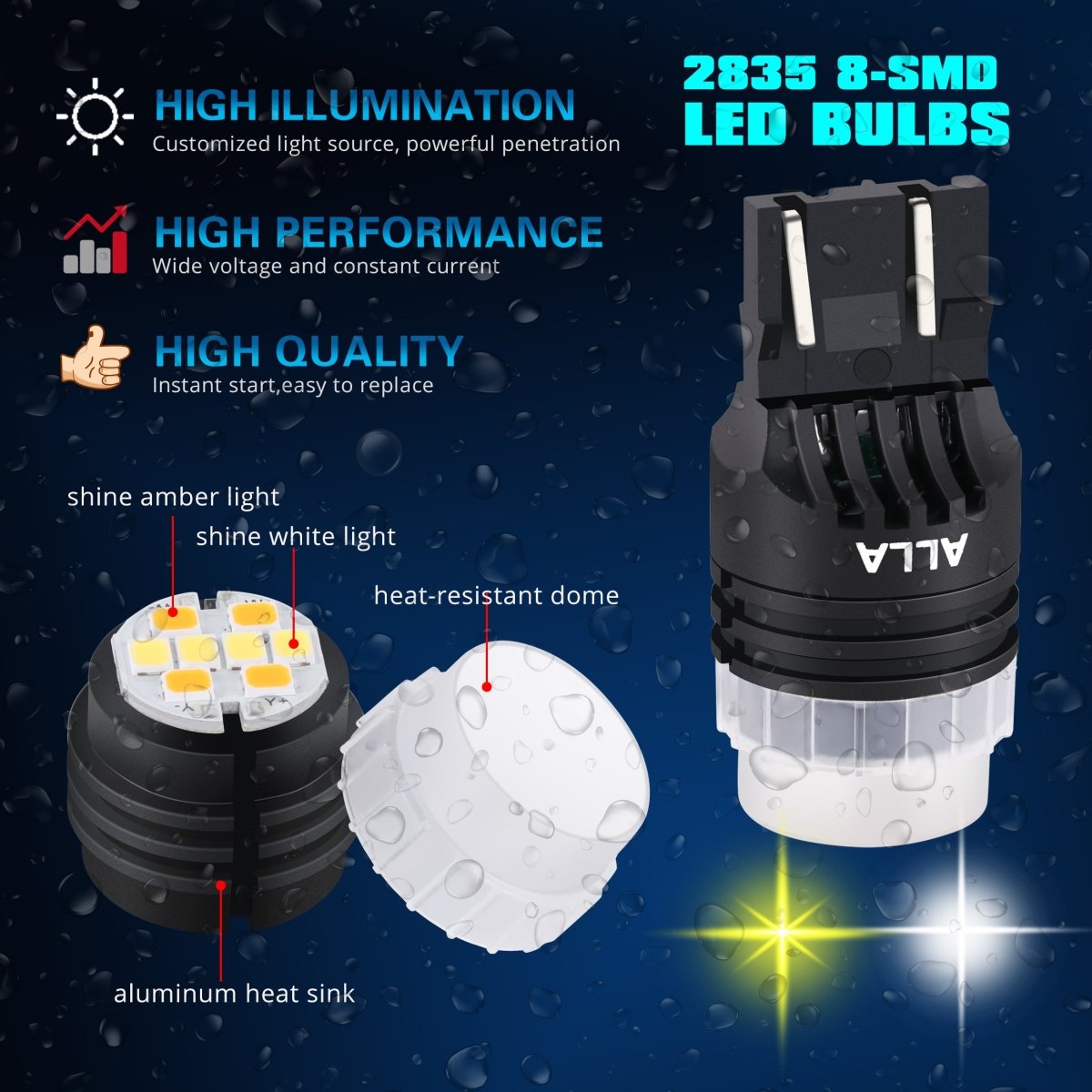 Dual-Color 7443 7444NA Switchback LED Bulb Turn Signal Light