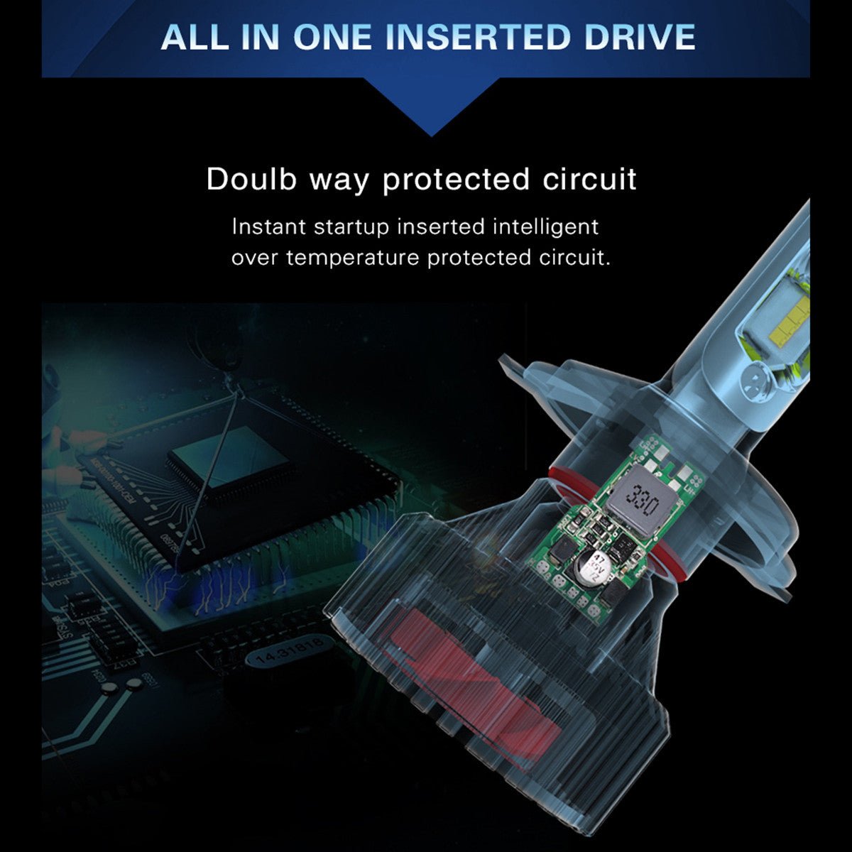 889 881 LED Headlights Bulbs/Fog Lights 886, 6500K Xenon White