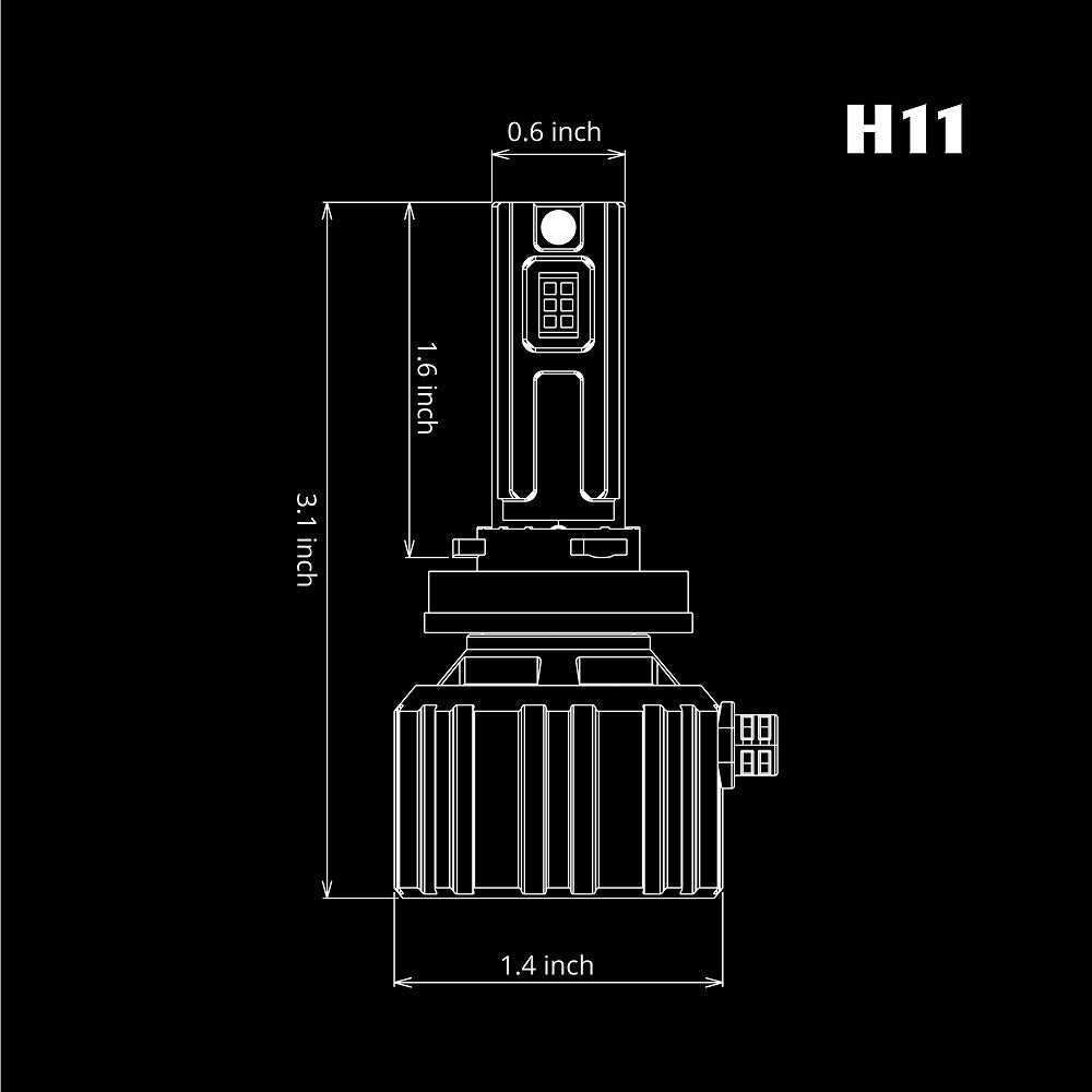 Brightest H11 LED Headlights Kits Bulbs H8 H9, 6000K White