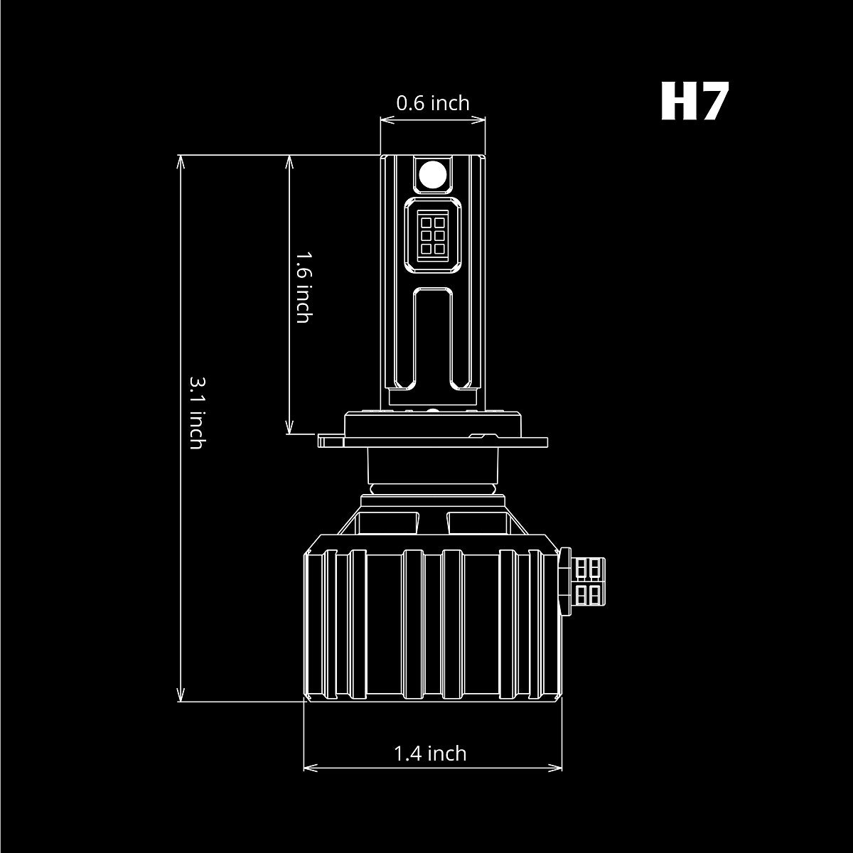 Brightest H7 LED Headlights Conversion Kit Bulb, 6000K White