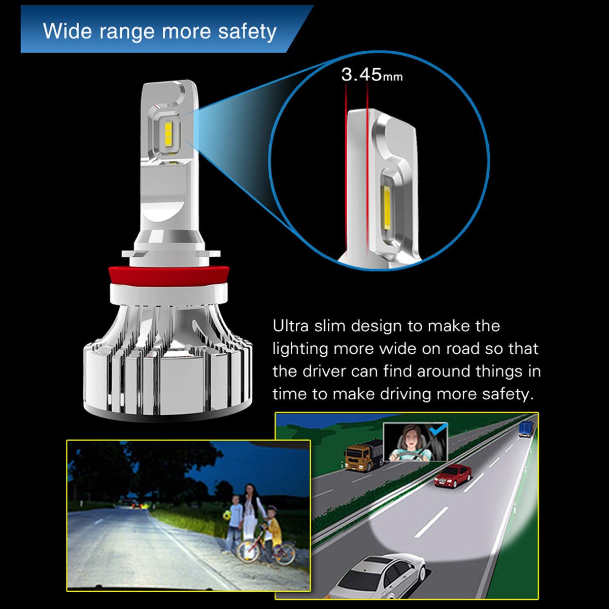 H4 HB2 9003 LED Headlight Bulb Replacement 6000K Xenon White