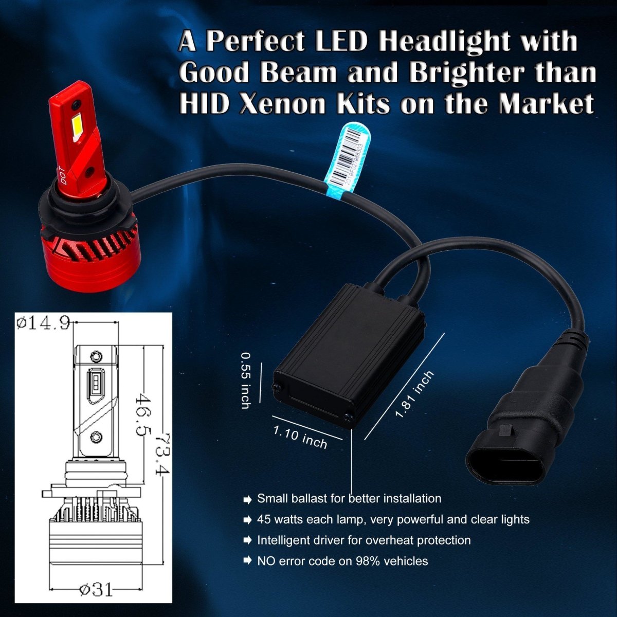 9006 LED Headlights Bulbs Replacement | 12V HB4 Fog Lights