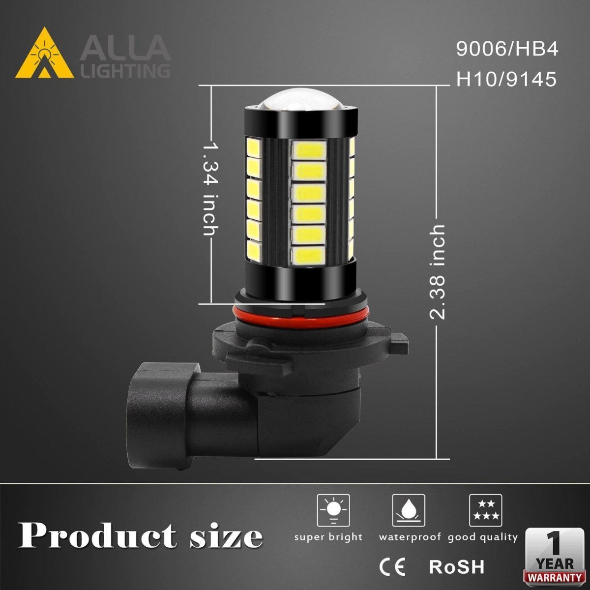 H10 9145 LED Fog Lights Bulbs Super Bright SMD, 6000K White