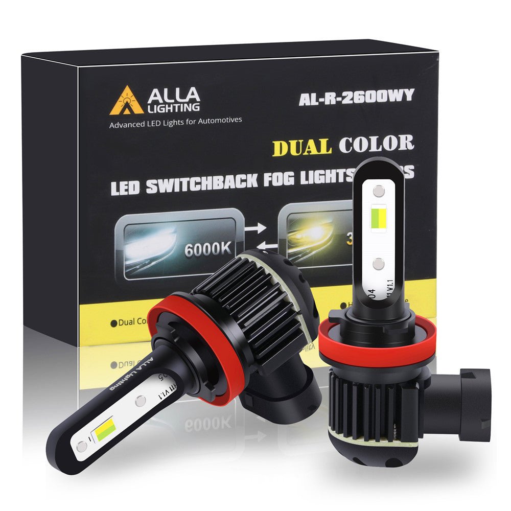 Dual-Color H16 H8 H11 LED Switchback Bulbs, 6K White/Yellow