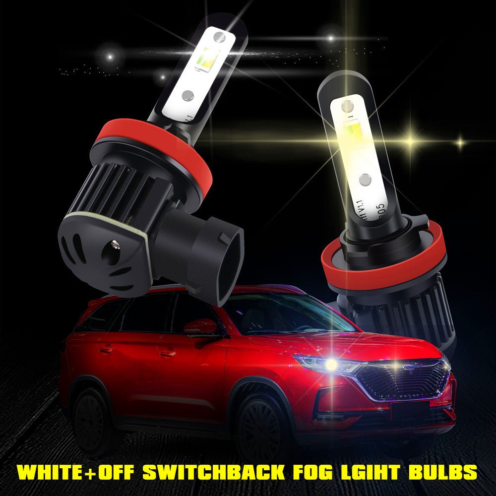 Dual-Color H16 H8 H11 LED Switchback Bulbs, 6K White/Yellow