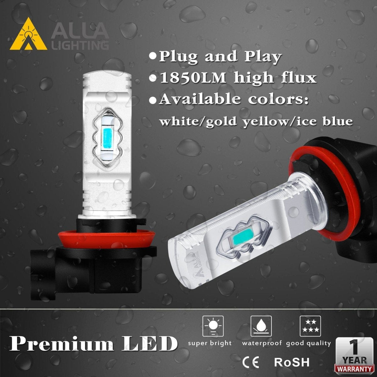 H8 H11 H16 LED Fog Lights Bulbs, 6K White/3K Yellow/Red/Blue