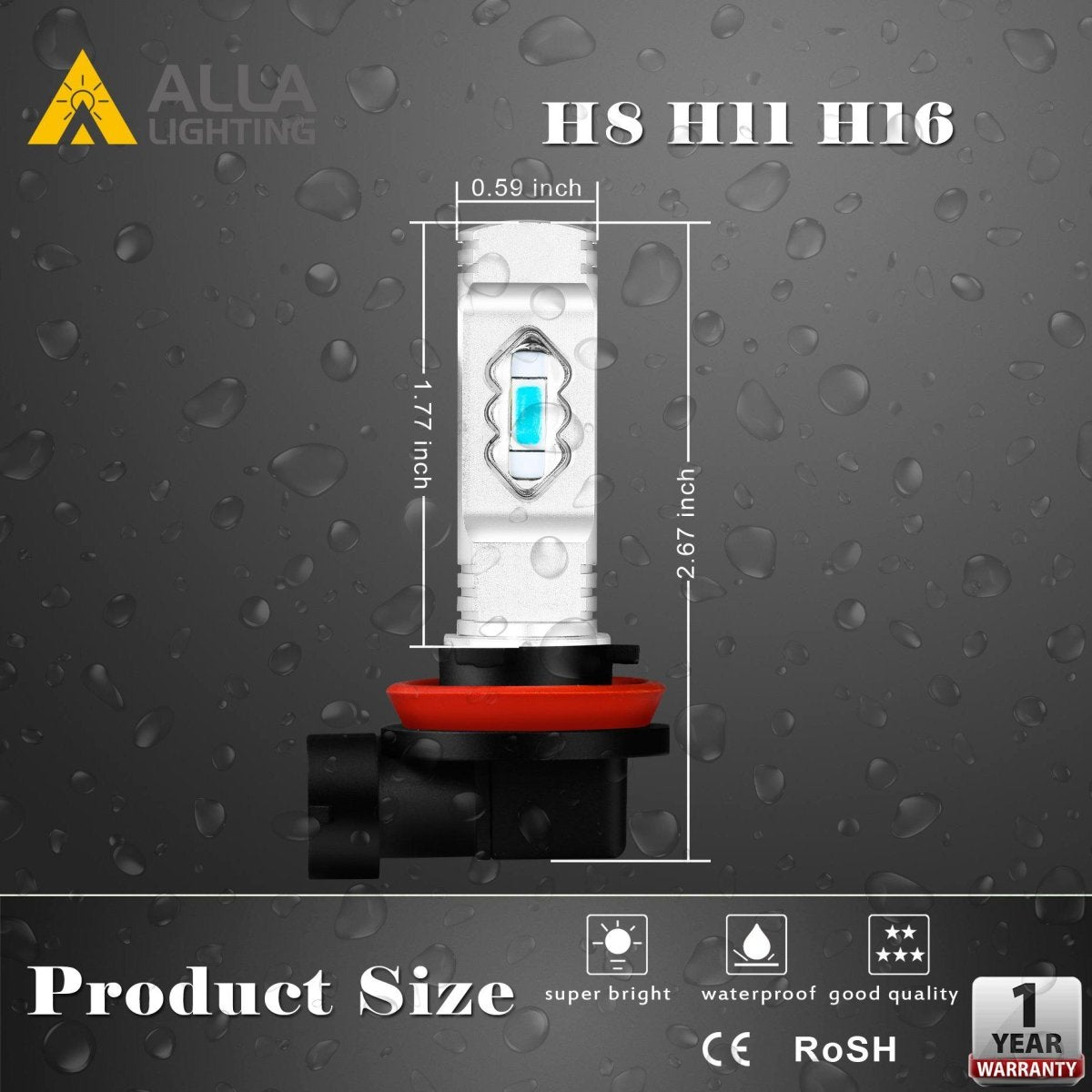 H8 H11 H16 LED Fog Lights Bulbs, 6K White/3K Yellow/Red/Blue