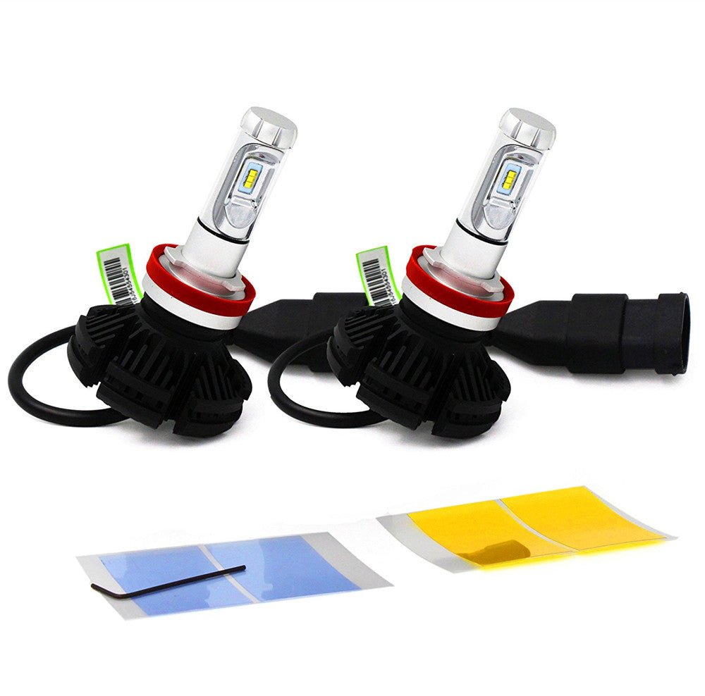 3-color H8 H9 H11 Fanless LED Headlights, White/Yellow/Blue