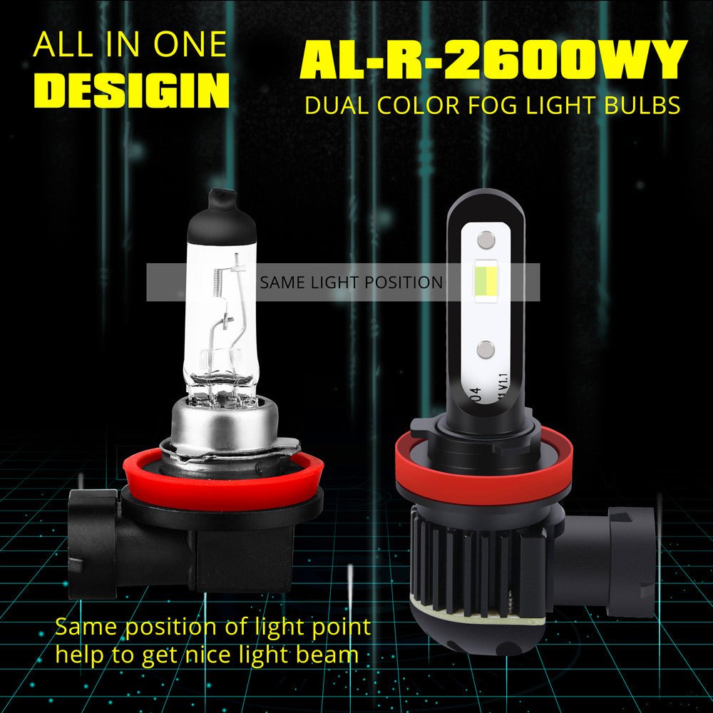 Dual-Color HB4 9006 Switchback LED Fog Lights Bulbs | 12V