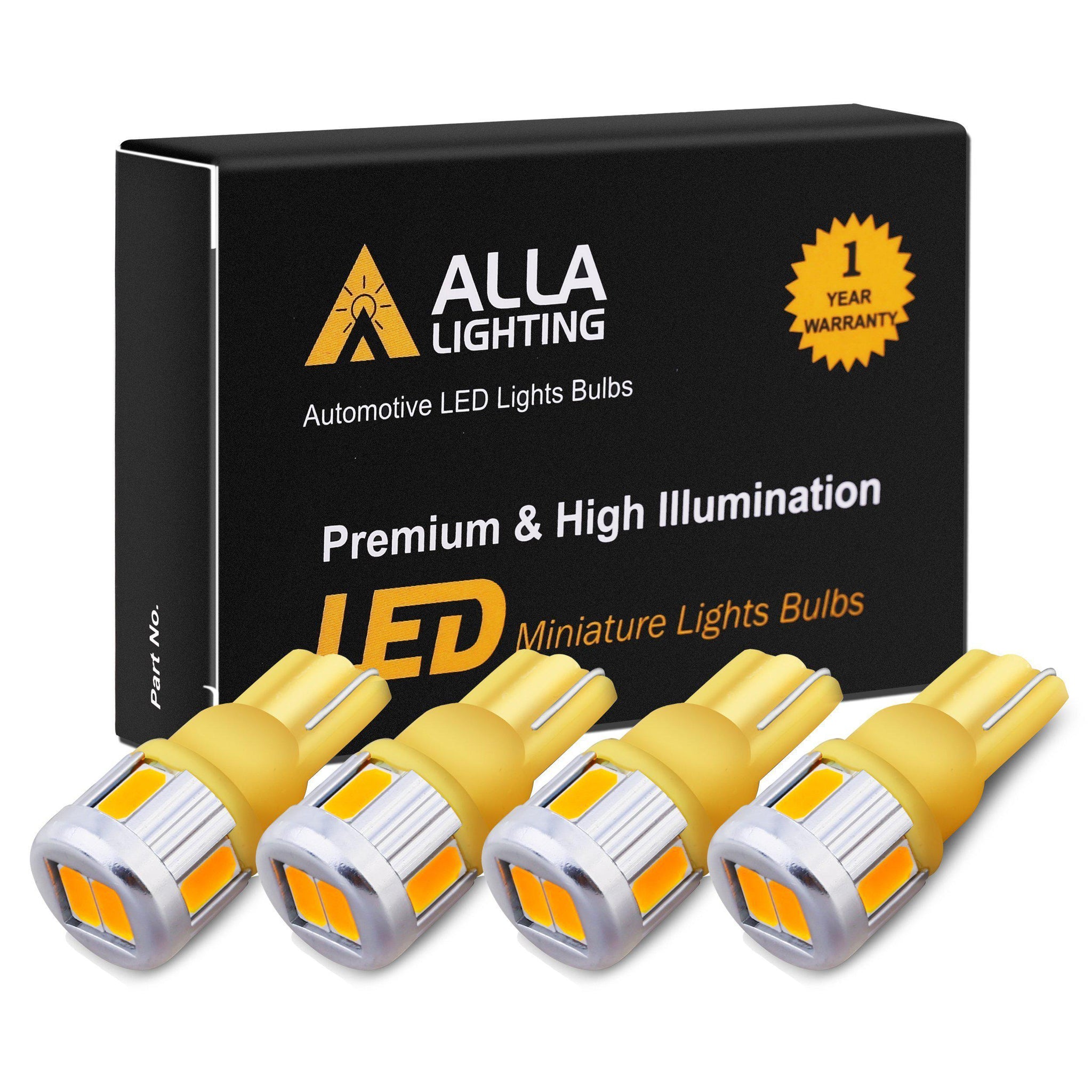 T10 194 168 LED Lights Bulbs SMD W5W 2825 161, White/Amber Yellow/Blue