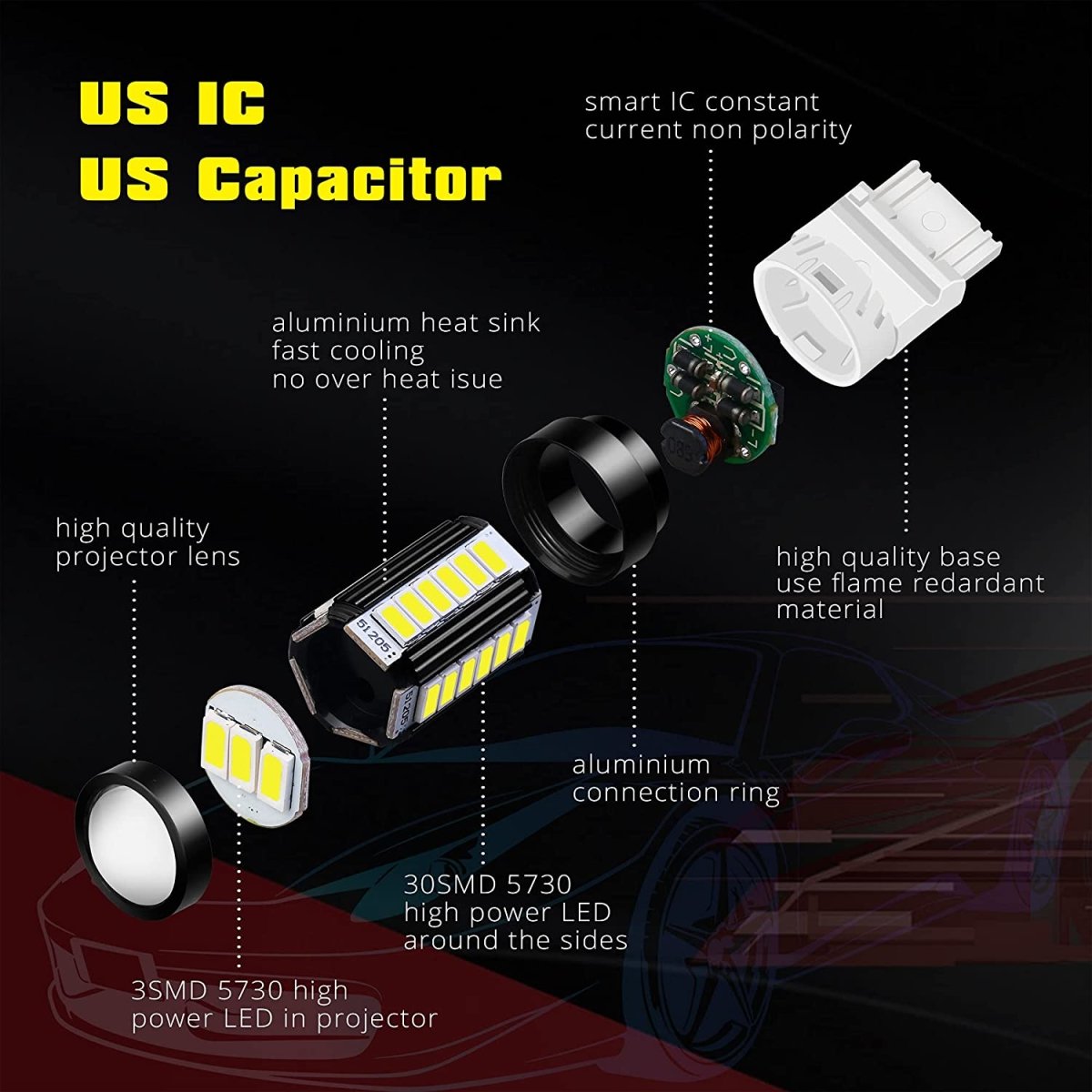 WT21W/7W LED Bulbs Turn Signal, Brake Tail Lights | Ford